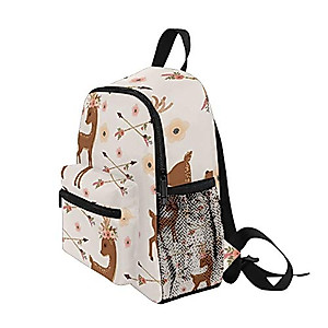Kids Backpack Deer With Flower Arrows Preschool Bag for Toddler Boy Girls Schoolbag One Size