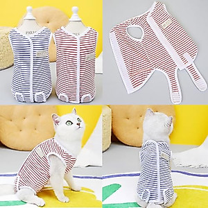 Zunea Dog Recovery Suit for Small Toy Dogs Cat After Surgery Female Puppy Abdominal Wounds Bandages Suit Pet Spay Suit, E-Collar Alternative Wear Anti Licking Red L