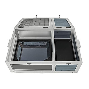 GDLF Wood Tortoise House Indoor Turtle Habitat Reptile Cage Removable Waterproof Tray (Grey &White)