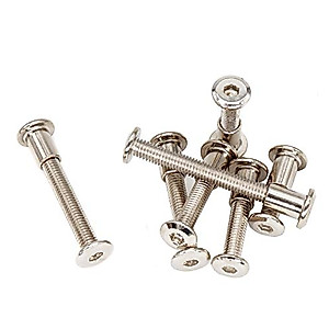 cSeao 114pcs M6 Hex Socket Cap Allen Bolts Rivet Screws Furniture Connecting Nuts for Crib Bolts Nuts Kit, M6x15mm to 80mm, Nickel Plated