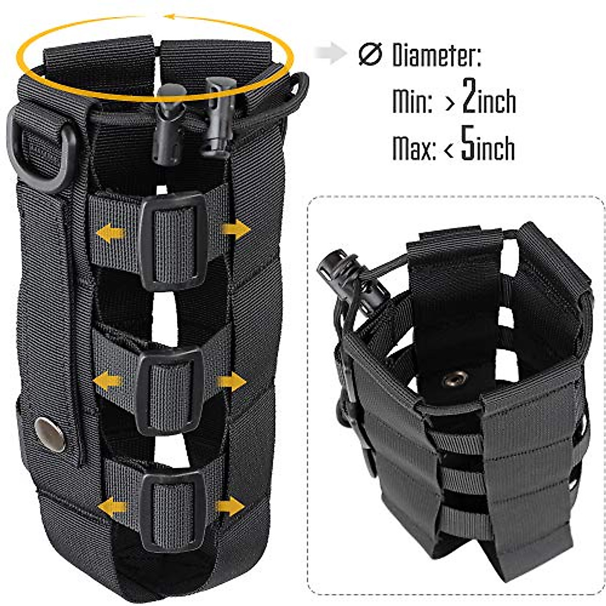 WYNEX Tactical Water Bottle Pouch of Weave Design, MOLLE Bottle Holder Kettle Pouches Hydration Carrier Bag, Adjustable H20 Bottle Holster Waist Pack for Hydro Flask, Nalgene, Contigo Bottle