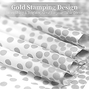 Paready White Silver Plastic Tablecloth 4 Pack 54" x 108", White Disposable Tablecloth with Silver Dot Confetti, Rectangular Plastic Table Cover for Parties, Birthday, Wedding, Graduation, Anniversary