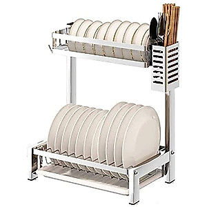 Plate Rack Draining Dish Rack 304 Stainless Steel Dish Drain Rack Kitchen Rack Small Dishware Storage Rack for Kitchen Countertop Pan Plate Holder (Color : A)