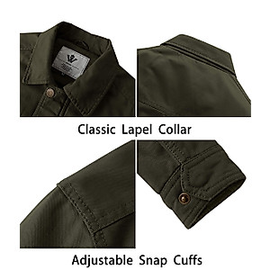 WenVen Men's Spring Aviator Cotton Commuter Jackets (Army Green, XL)