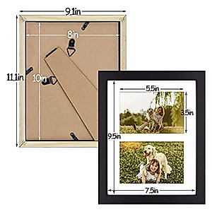 Golden State Art, 4x6 Double Picture Frame in Black - 8x10 Collage Frame, Solid Wood with Tempered Glass - Horizontal and Vertical Formats for Wall and Tabletop, 1 Pack