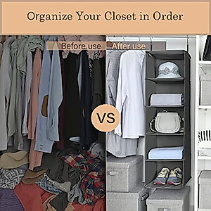 GRANNY SAYS 5-Shelf Hanging Closet Organizers and Storage, Hanging Shelves for Closet Storage, Collapsible Hanging Shelf Organizer for Clothes Organization, Dark Gray, 12 ¼" D X 12 ¼" W X 45 ½" H