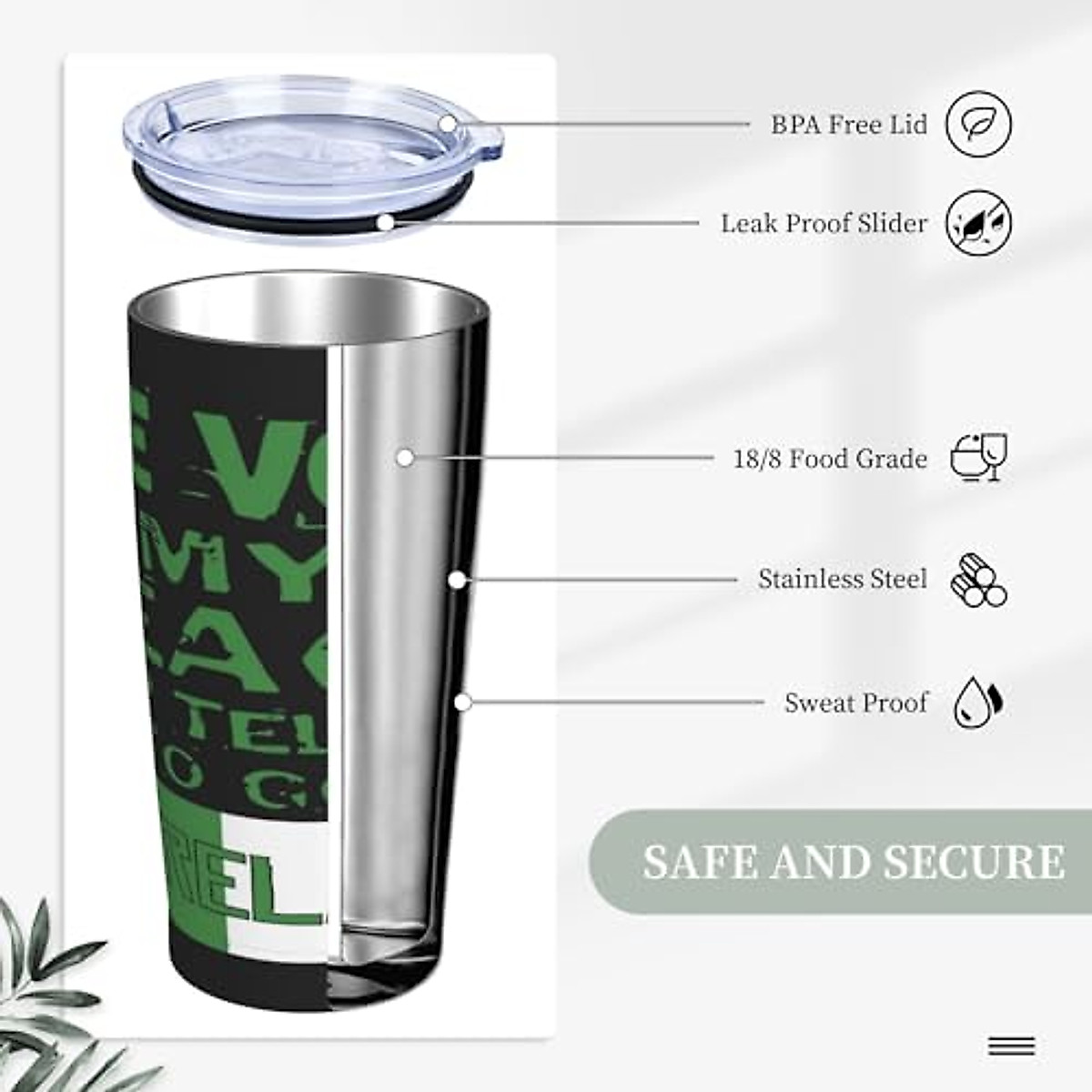 VKKOEWL The Voices In My Head Irish Stainless Steel Insulated Tumbler 20 Oz Travel Water Bottle Coffee Mug Drink Cup With Lid Straw