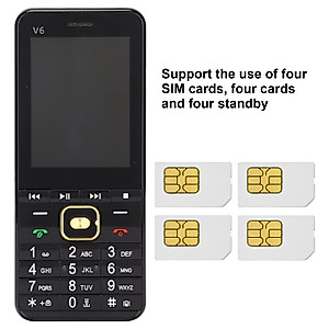 PUSOKEI V6 2G GSM Unlocked Cell Phone,2000mAh battery Long Standby Seniors Cell Phone,2.8in HD Screen Four Cards Four Standbys Cellphone for Elderly and Kids(black)
