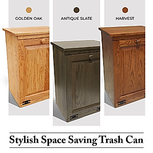 Peaceful Classics Tilt Out Trash Cabinet- Amish Handcrafted Wooden Pull Out , Decorative Trash Bin Cabinet for Kitchen, Bedroom, & Home Patio, Laundry Hamper Cabinet, Golden Oak