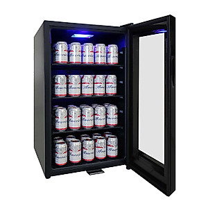 Vinotemp EL-BCU101-01 Refrigerator and Cooler Capacity Mini Drink Fridge with Touch Screen Temperature Control and Glass Door, 161 Can, Stainless Steel, 105 Beverage, Black