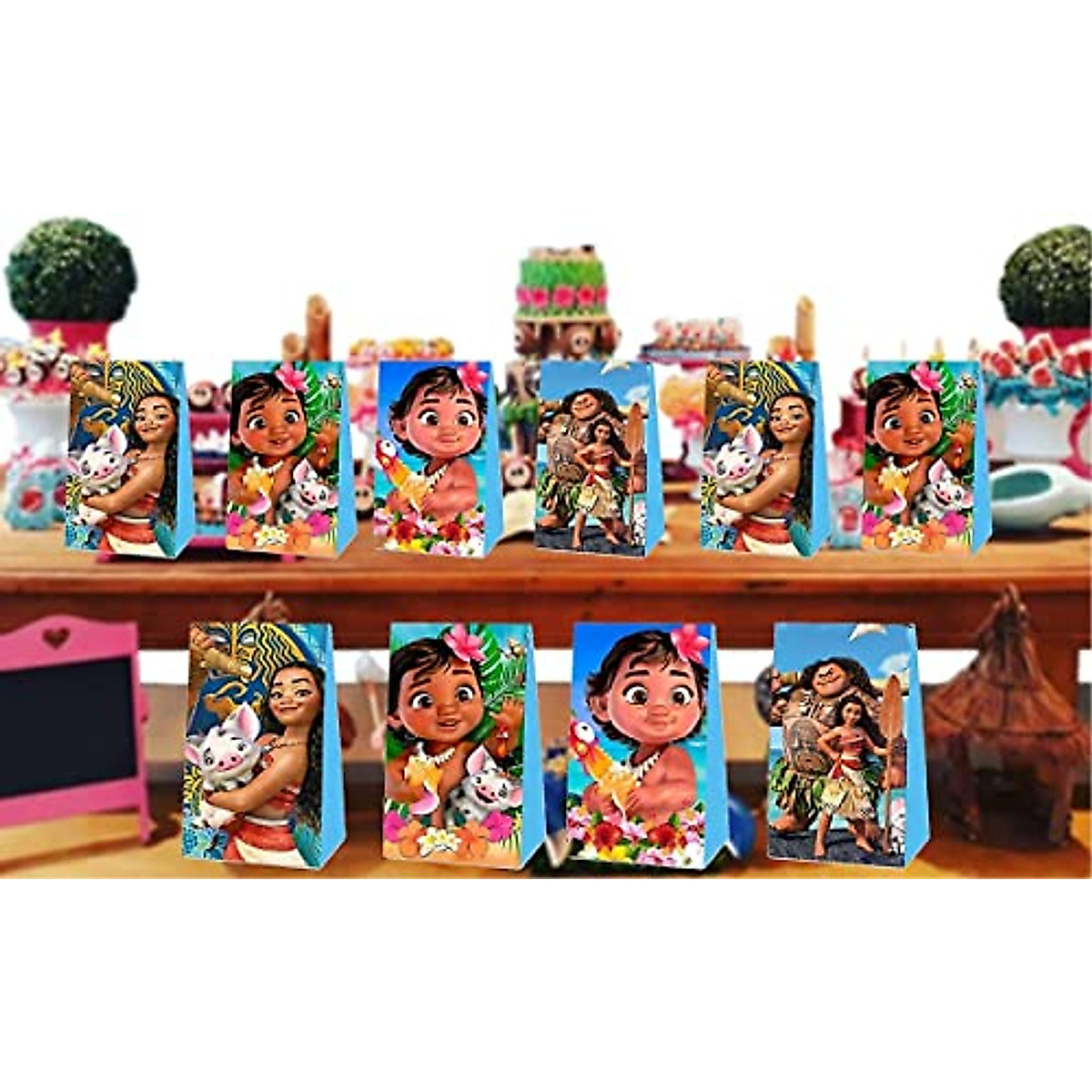 OU GUAN Moana Party Gift Bags Candy Bags Moana Party Supplies Moana Birthday Party Decoration (Pack of 18)