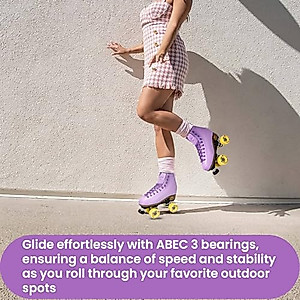 Sure-Grip Oasis Outdoor Roller Skates for Men & Women | High Rebound Soft 57mm 82A Urethane Wheels & ABEC 3 Bearings | Nylon Sole with Strong Trucks - Lace Up Facility - Made in USA (Lavender Color)