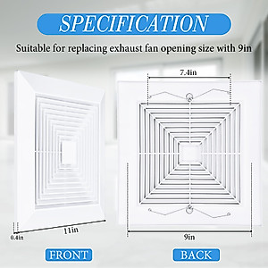 Baquler Exhaust Bathroom Fan Cover Bathroom Ceiling Fan Grille with Springs Plastic Replacement Vent Fan Fits Models 663 670 671 675 688 689 Ventilation Fan Plastic Cover White(2 Pcs,11 x 11'')