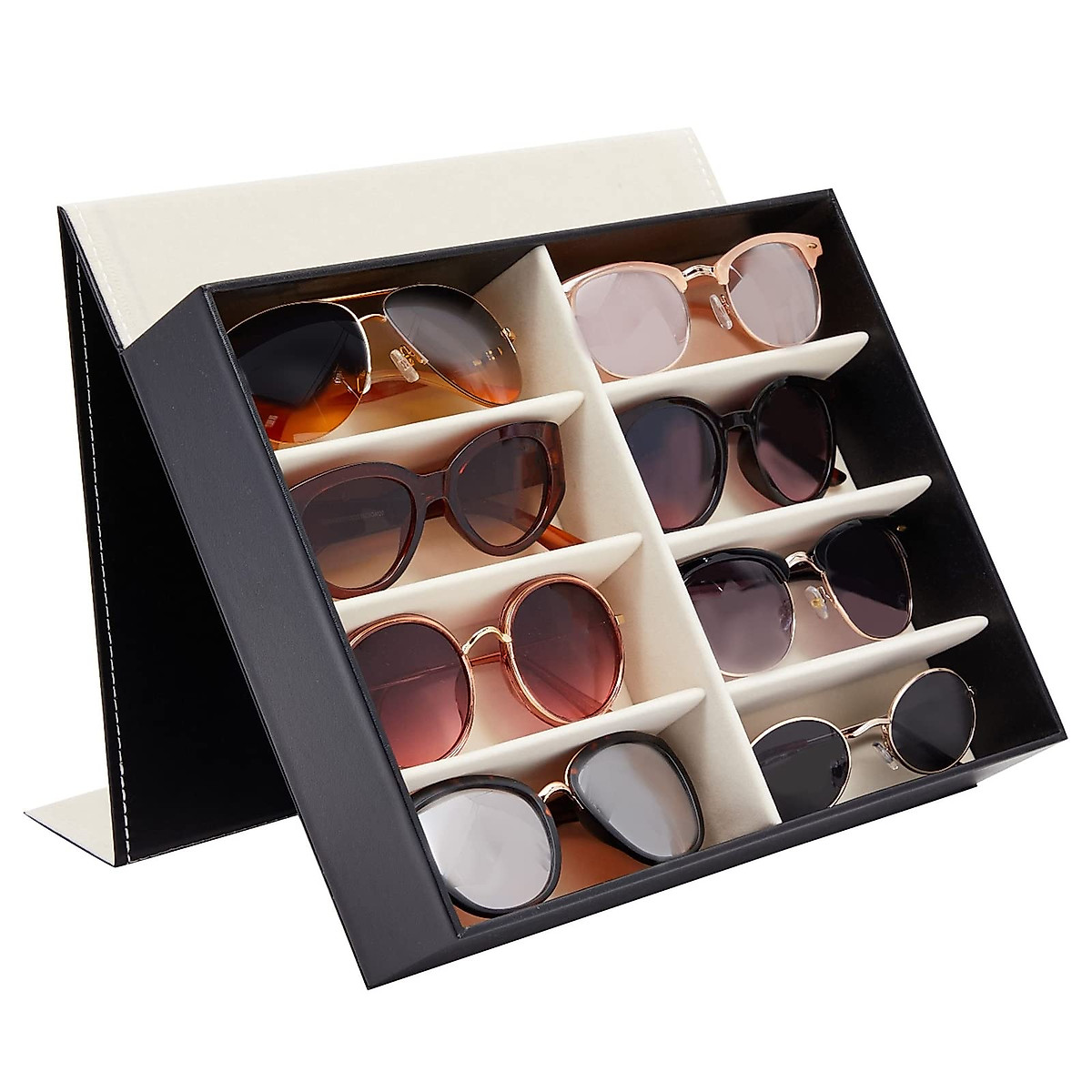 Juvale 8 Slot Sunglasses Organizer Storage, Eyeglasses Holder for Home Multiple Glasses Display Case (12.7x9.8 in)