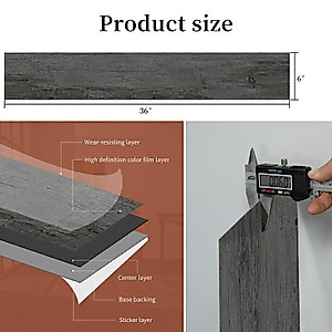 MULGREAT Peel and Stick Floor Tile, 54 Sq.Ft Self Adhesive Vinyl Flooring Plank, 36 Pieces Waterproof Heavy Duty Wood Grain Tiles, 36"x6" DIY Planks for Apartment Bathroom, Wooden Knot Pattern