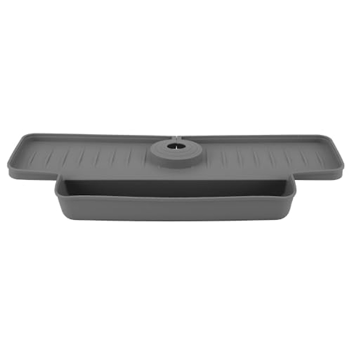 Faucet Handle Drip Catcher Tray, Silicone Foldable Faucet Handle Drip Catcher Tray Mat, Soap Sponge Holder for Kitchen Sink Accessories Gadgets Counter Bathroom (GRAY)