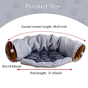 ALI2 Rabbit Tunnel Bed 2-in-1 Bunny Play Tunnel Tubes for Rabbit, Guinea Pig, Ferret, Hedgehog with Removable Mat
