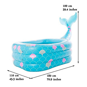 Inflatable swimming pool Blow Up Kiddie Pool,Inflatable Kiddie Pools Outdoor, Family Lounge Pool Garden, Cute Cartoon Shape Ocean Ball Pool, Summer Water Party ( Color : Blue , Size : 5.93.3ft )
