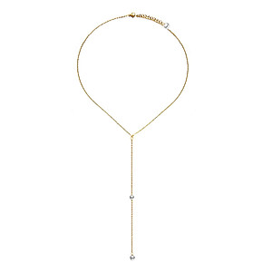 Yfe Back Necklace Pearl Backdrop Necklace Gold Body Chain Jewelry for Women Bridal Jewelry