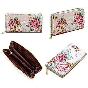 3D Flower Women Handbag and Matching Wallet Set Floral Printed Top Handle Purse 2PCS Set (Fl-Blush Pink)