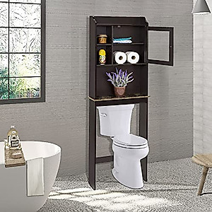 Henf Over The Toilet Storage Bathroom SpaceSaver Bathroom Storage Cabinet with Door and Adjustable Shelf Over Toilet Bathroom Organizer (Espresso)