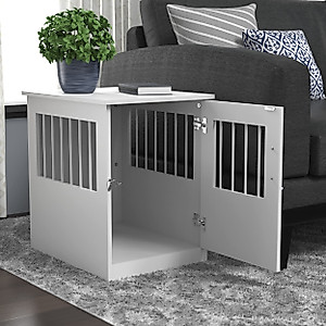 ClosetMaid Pet Crate End Table Furniture for Small Dogs or Cats Under 12 lbs, White Wood Finish