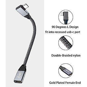 90 Degree USB C Extension Cable Short (1.6ft), Right Angle USB C 3.1 Gen2 Male to Female Adapter, Awnuwuy USB Type C Extender Cord Compatible with USB-C Laptop/Monitor/Hub/Docking Station,Oculus Quest