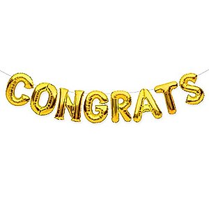 Big Congrats Balloon Gold 16" Letters Banner Gold Graduation Party Decorations Supplies