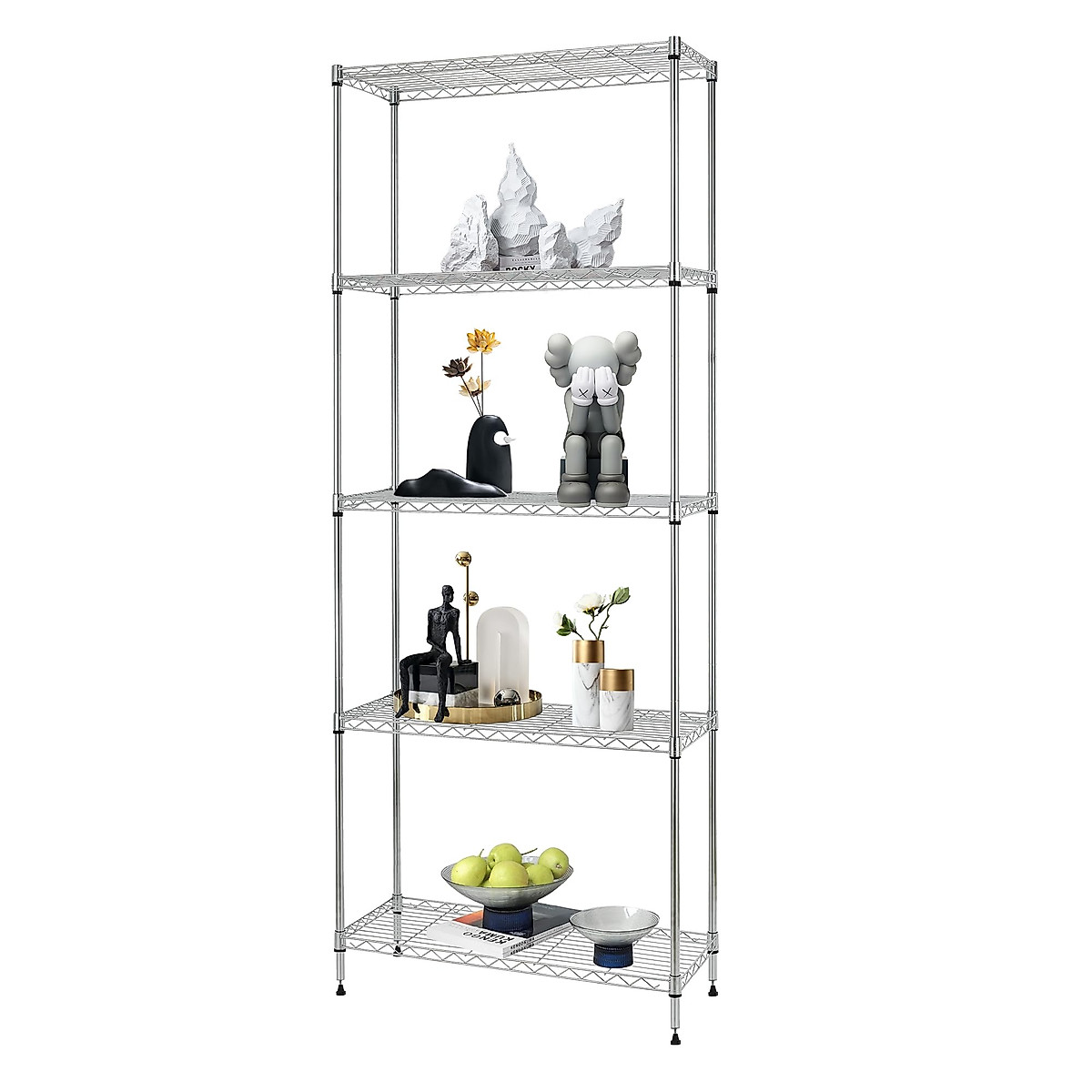 FDW Shelves,Wire Shelving Utility Storage Shelves Shelving Unit NSF Certified Height Adjustable Metal 5 Tier Shelves Easy Assembly 24" L x 14" W x 60" H,Chrome