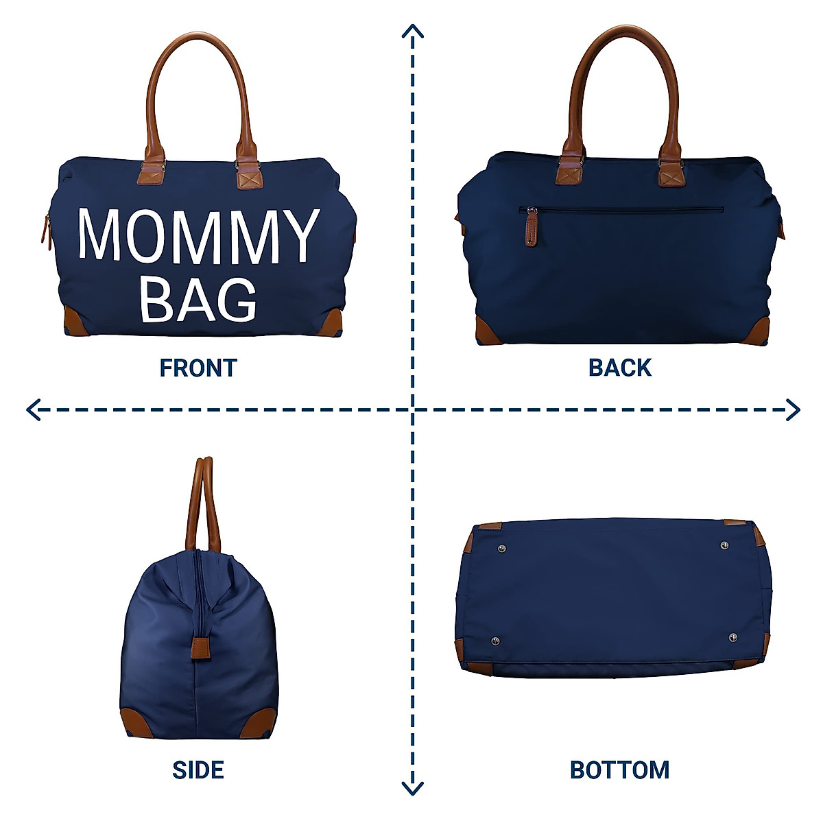 Mommy Bag Diaper Bag Set | X-Large Capacity Tote Bag | 2 Supplemental Bags | Changing Pad | Quality Material | Thoughtful Gift Idea