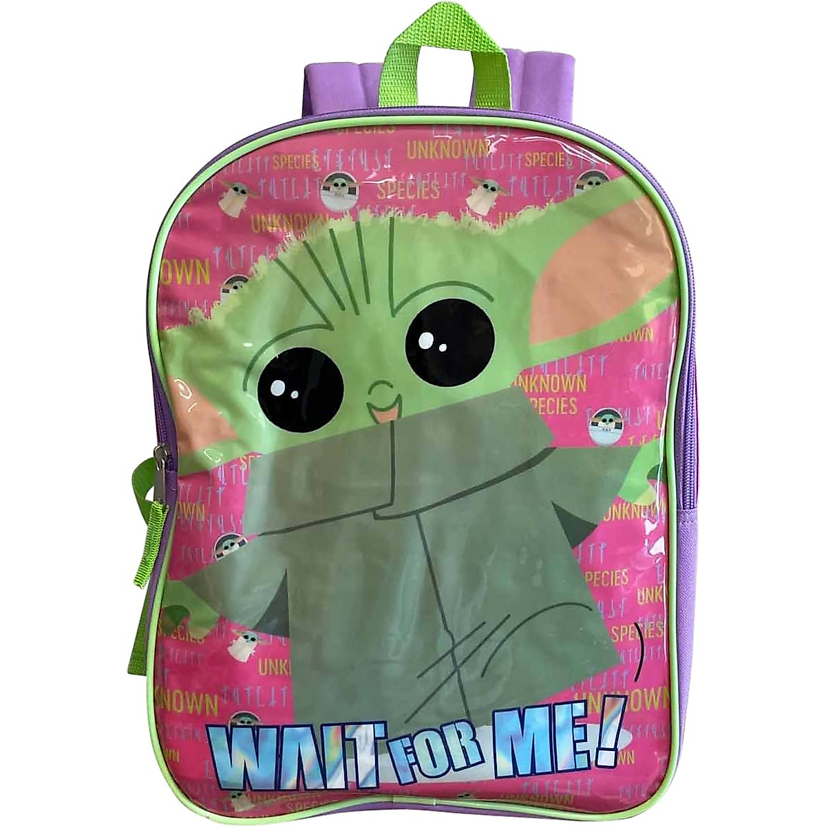 Star Wars The Mandalorian Baby Yoda 15" School Backpack (Pink-Purple-Green)