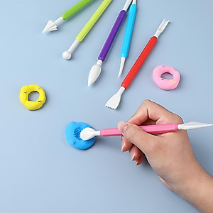 LINPHCEY 9PCS Clay Sculpting Tools Kit - Easy to Use Double-Ended Polymer & Pottery Carving Set with Comfortable Grip Tools for Clay Sculpey & Modeling Clay Ideal for Kids and Adults