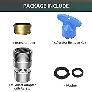 iFealClear Sink Faucet Adapter, Faucet Aerator Adapter to Garden Hose with 360 Degree Swivel Ball Joint, Female 55/64-Inch Sink Aerator, Garden Hose with Adapter Male to Male/Female to Male, Chrome