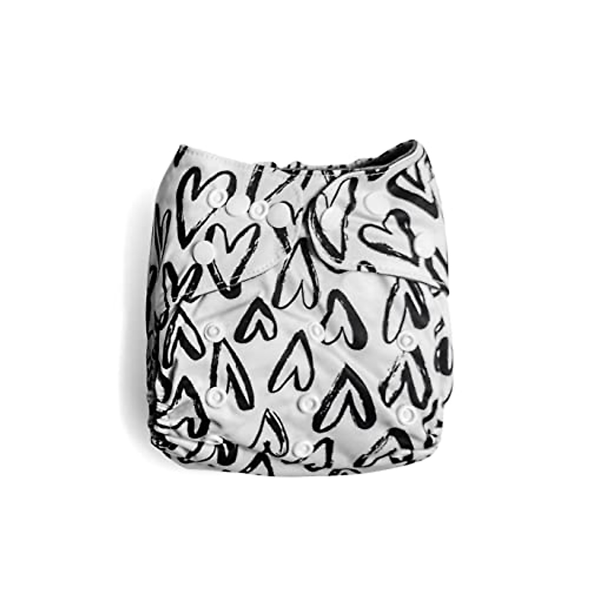 Elle Belle Baby 3 Stain Resistant - Charcoal Bamboo Lined All in one Diapers & 6 Charcoal Bamboo Inserts (Black & White)