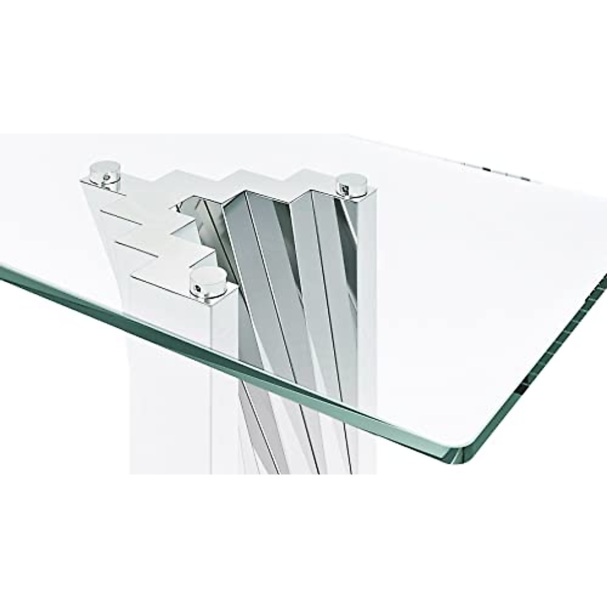 Modern Falcone Console Table - Clear Glass with Polished Stainless Steel Base
