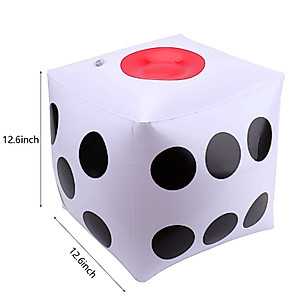 Suwimut 4 Pack Jumbo Inflatable Dice, 13 Inches White and Black Giant Inflatable Dice for Indoor and Outdoor Broad Game, Pool Party, Bonus 1 Pump
