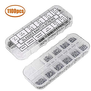 Eyeglasses Repair Kit, 1100PCS Eyeglass Screws and 6 Pcs Precision Screwdriver Set and Tweezers for Glasses, Sunglass, Jewelry, Spectacles and Watche