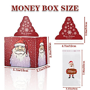 2PCS Christmas Surprise Money Box for Cash Gift, Merry Christmas Money Gift Box with Card and Cash Holder for Kids Adults, DIY Fun Holiday Cash Box, Includes 100Pcs Transparent Bags（Red, Green