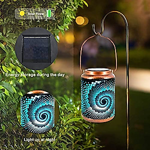 Solar Outdoor Lanterns Hanging Bohemian Solar Lights Outdoor Waterproof Garden Light, Metal Lantern Dragonfly Solar Table Light LED Lantern for Garden, Patio, Yard