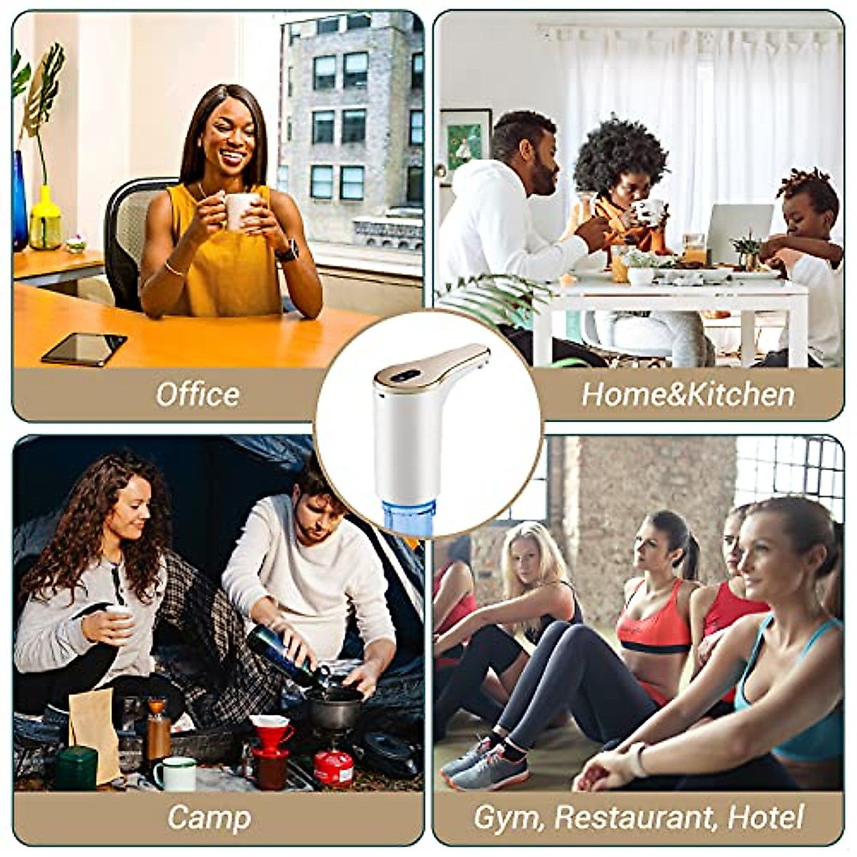 Water Bottle Pump, 5 Gallon Water Dispenser Pump, Universal USB Charging Portable Water Drinking Water Pump for 2-5 Gallon Bottle, Portable Electric Water Jug Pump