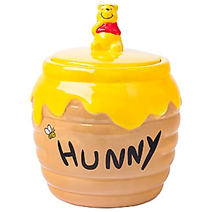Silver Buffalo Disney Winnie the Pooh Honey "Hunny" Pot Sculpted 3D Hand Painted Ceramic Snack Cookie Jar (Small)