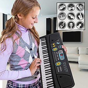 PYLE Digital Piano Kids Keyboard - Portable 61 Key Piano Keyboard, Learning Keyboard for Beginners w/ Drum Pad, Recording, Microphone, Music Sheet Stand, Built-in Speaker- 3 4 5 6 Year Old Girls, Boys
