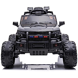 Dakott Chevy Silverado Z71 Trail Boss Monster Truck Four Powerful Motors 12V 4x4 Big Wheels Ride On Monster Truck for Kids.,Black