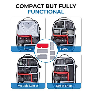 BAGSMART Camera Bag, DSLR SLR Small Camera Backpack Fits 13 Inch Laptop, Anti-theft Photography Backpacks with Rain Cover, Tripod Holder, Black