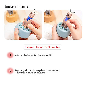 Ranvi Timer Cat Shaped Time Manager Mechanical Kitchen Timer, Suitable for Kitchen, Learning, Daily(Gray)
