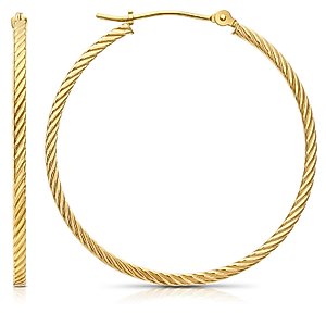 14k Yellow Gold Twisted Square Tube Hoop Earrings (35mm - 1.4'')…
