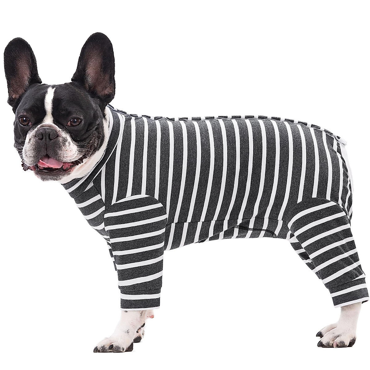 Paipeper Dog Surgery Recovery Suit for Female Male Puppy,Dog Bodysuit Long Sleeve Prevent Shedding and Licking Wound,Dog Pajamas,E-Collar Cone Alternative(Black White Stripe-m)