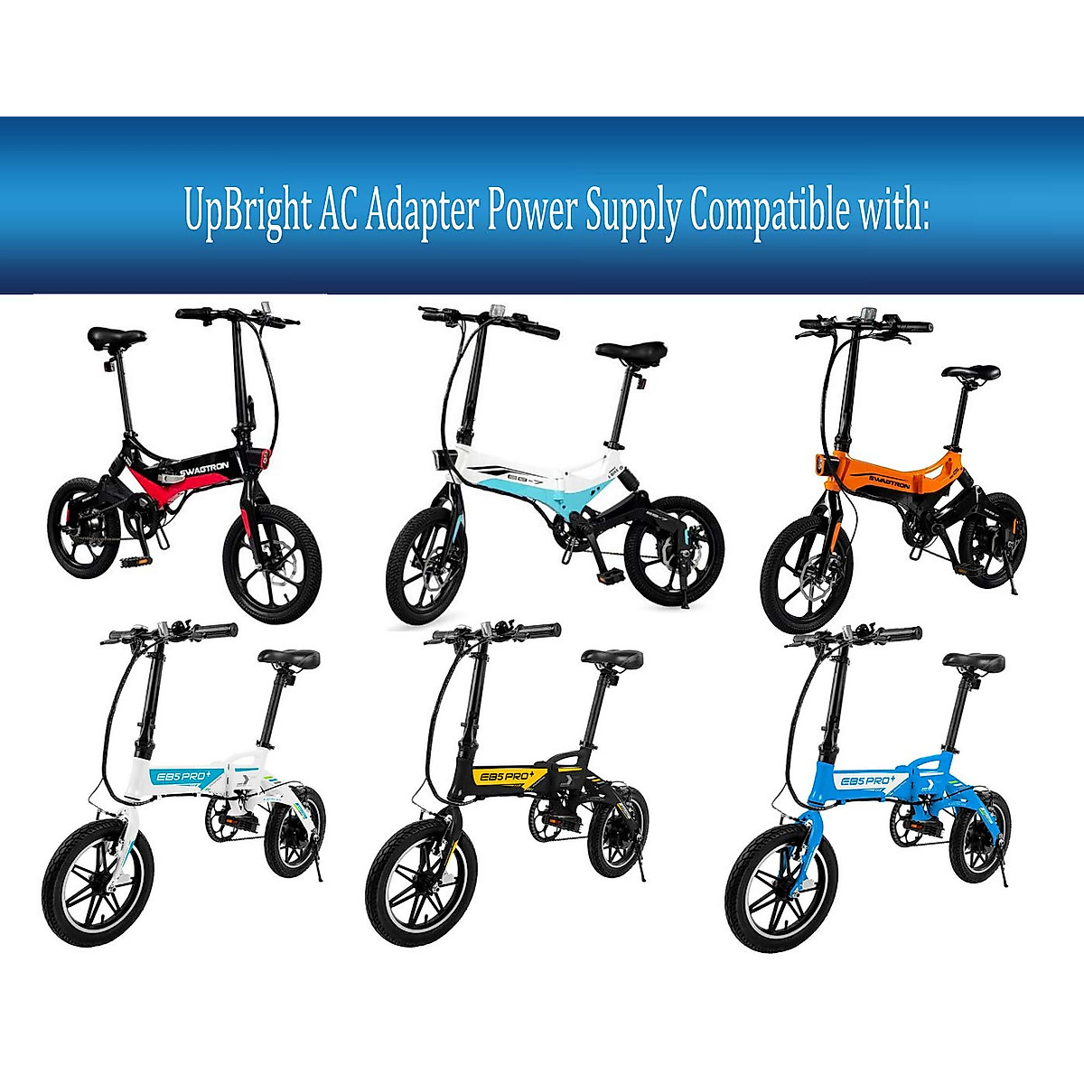 UpBright 42V AC/DC Adapter Compatible with Swagtron EB-5 EB5 Pro Plus EB-7 EB7 Elite EB8 Ebike 36V Electric E Bike Swagcycle SC-1 SC1 Swagger SG-3 SG-6 SG3 SG6 Cali Drift Envy HE-Bike-AC-ADPT Charger