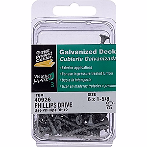 Hillman 40926 Galvanized Phillips Drive Deck Screw, 6 X 1 5/8-Inch, 75 pack