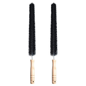 2pcs Radiator Brush, 40cm Long Reach Radiator Brush with Wooden Handle, Flexible Nylon Radiator Cleaner Brush with Hanging Hook Loop for Dryer Lint Brush Vent Cleaner